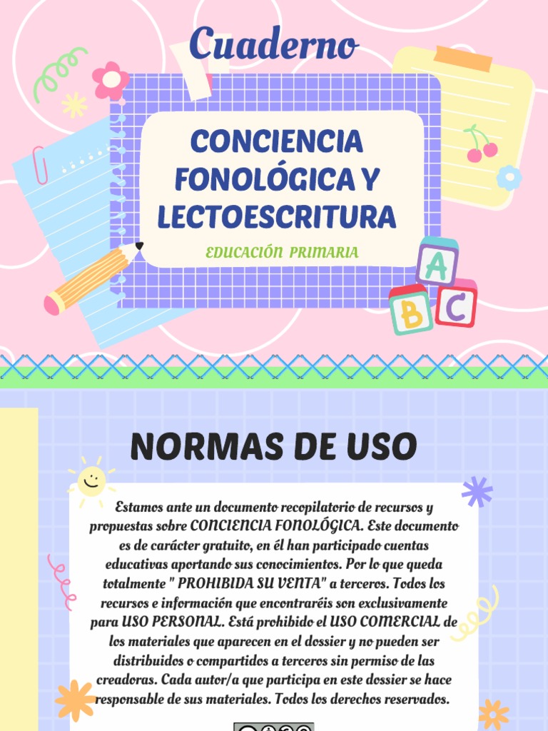 Conciencia Fonológica Y Lectoescritura: Cuaderno | PDF