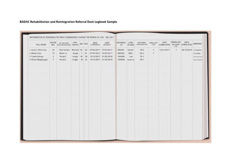 BADAC TEMPLATE - Logbook Design Sample | PDF