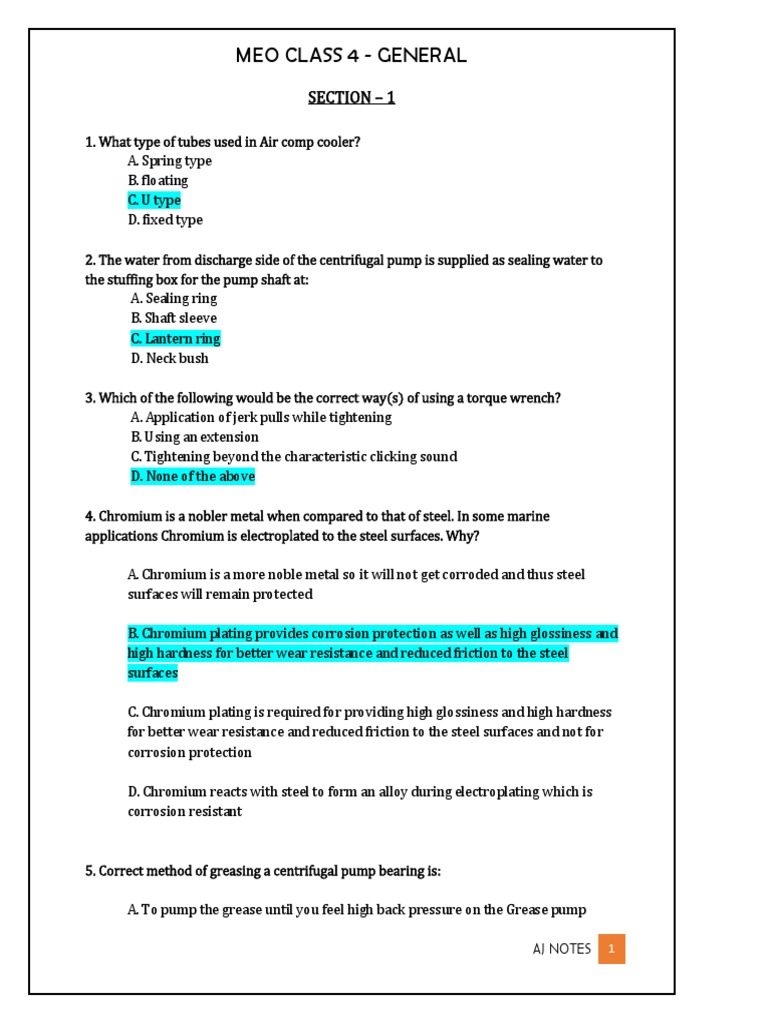 Meo Class 4 - General: Section - 1 | PDF