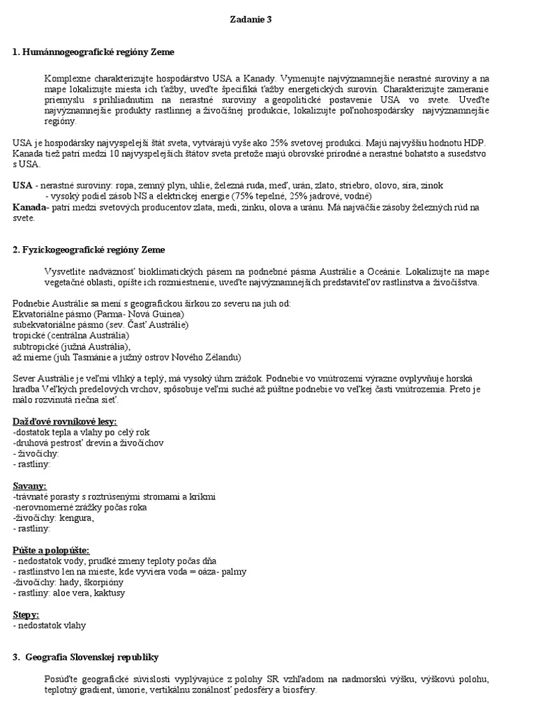 Zadanie 3 GEO Maturita | PDF