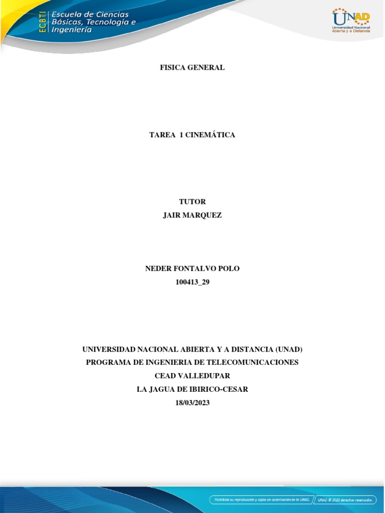 T1 100413 29 Neder Fontalvo Polo | PDF | Cinemática | Aceleración