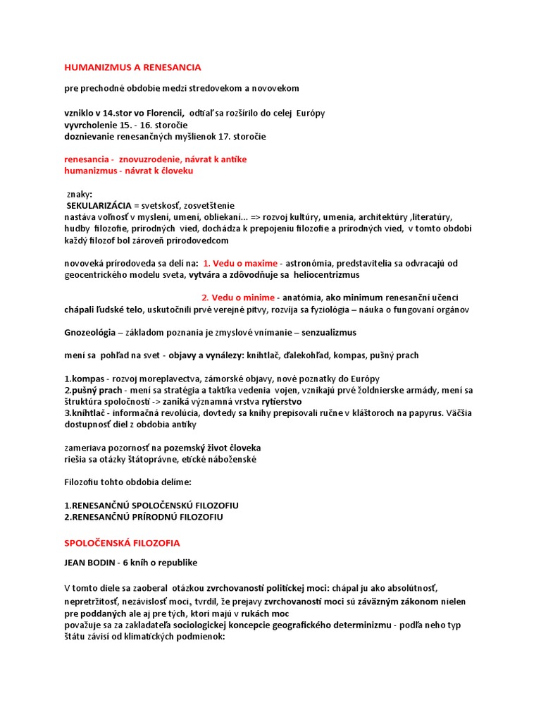 Humanizmus A Renesancia | PDF