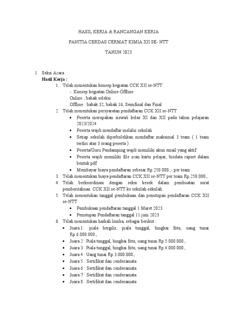 HK, RK, Panitia CCK Xii | PDF