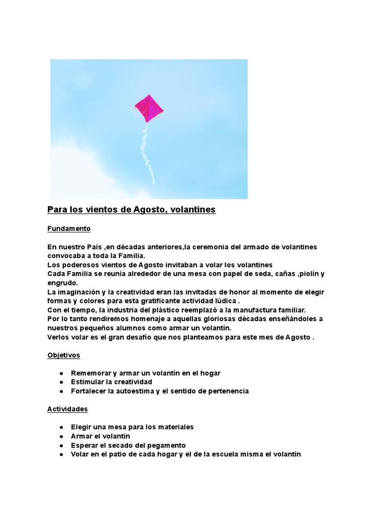 Proyecto Volantines | PDF | Maestros | Cometa