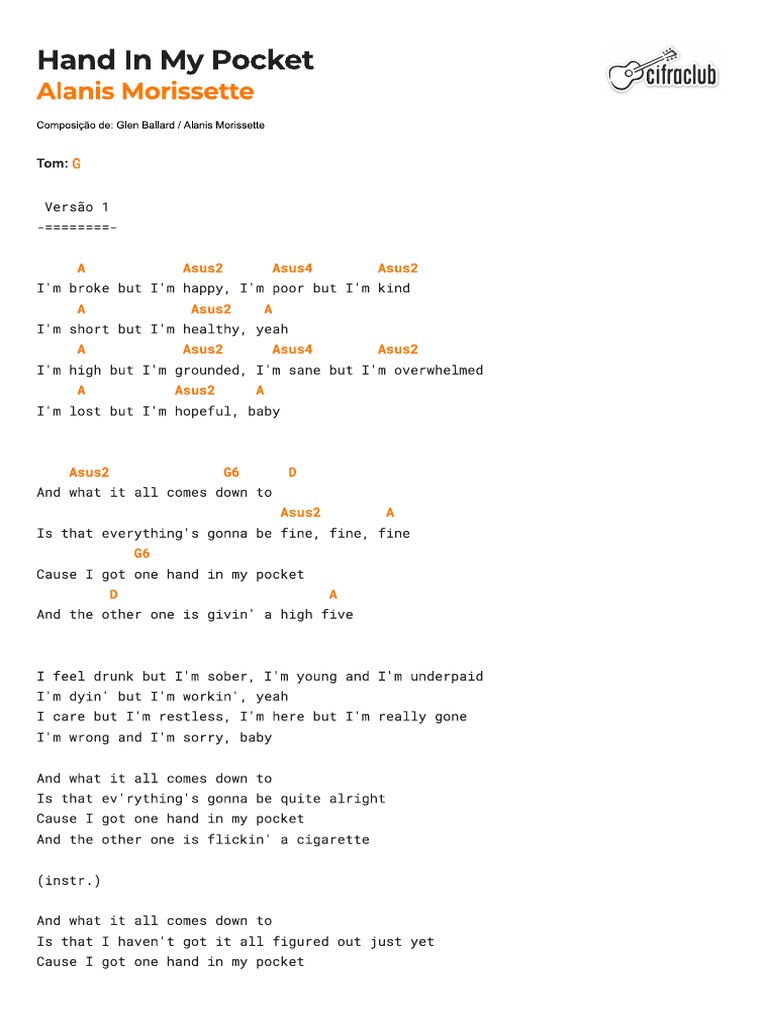 Alanis Morissette - Hand in My Pocket | PDF