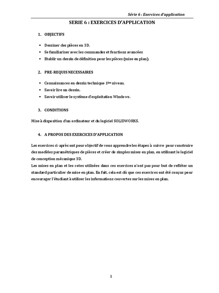 Exercices SolidWorks : Modélisation 3D | PDF