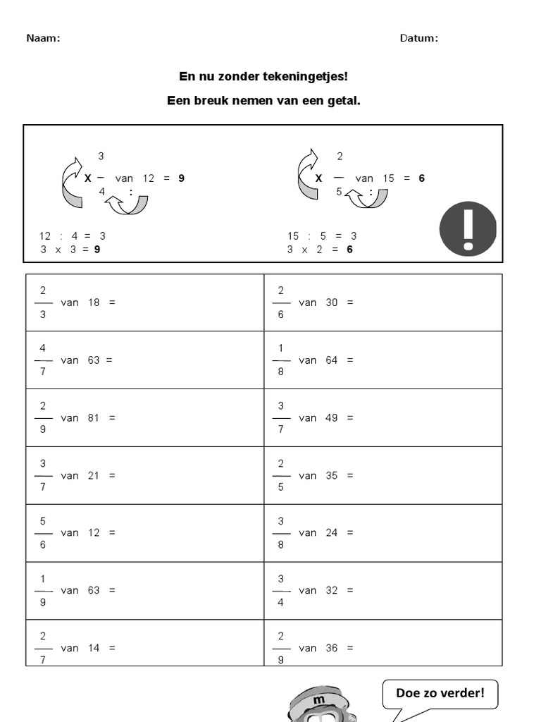 Een Breuk Nemen Van Een Getal Zonder Prenten | PDF