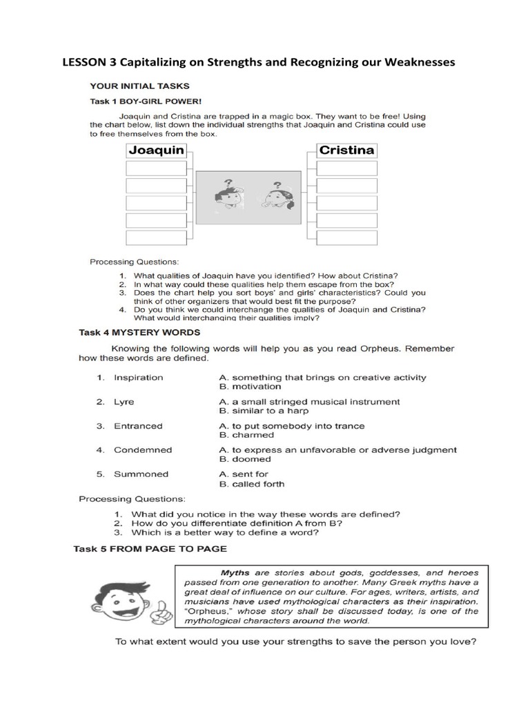 LESSON 3 Capitalizing On Strengths and Recognizing Our Weaknesses | PDF