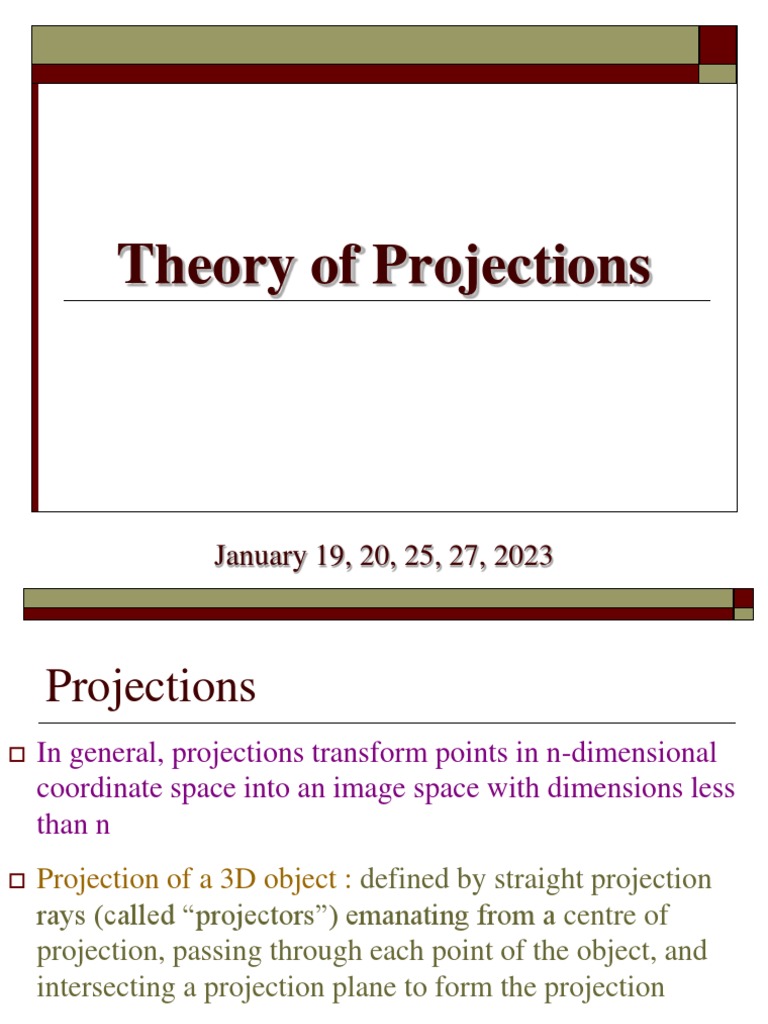 Lecture 3 Projections Pdf Projective Geometry Mathematical Objects