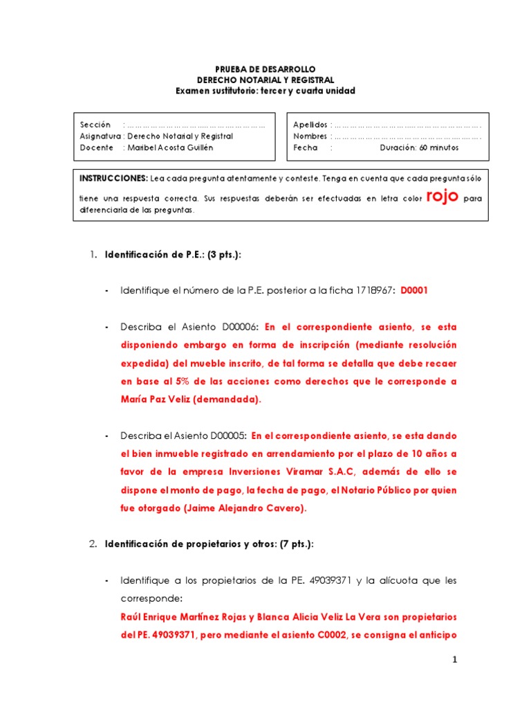 Examen Final de Derecho Notarial y Registral Desarrollado | PDF | Justicia | Crimen y violencia