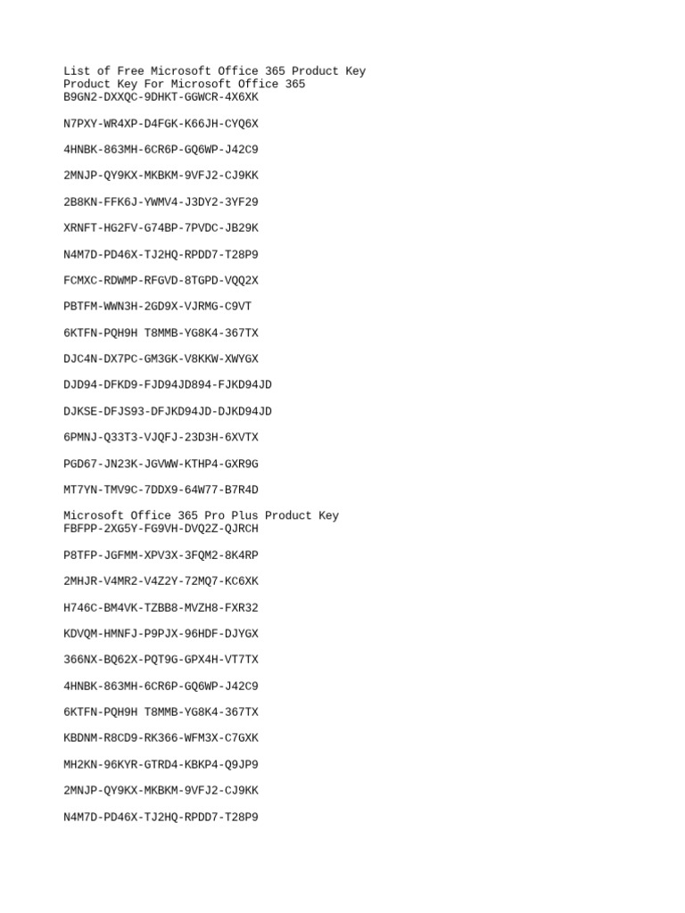 Office 365 Keys | PDF | Software Development | Unix Software