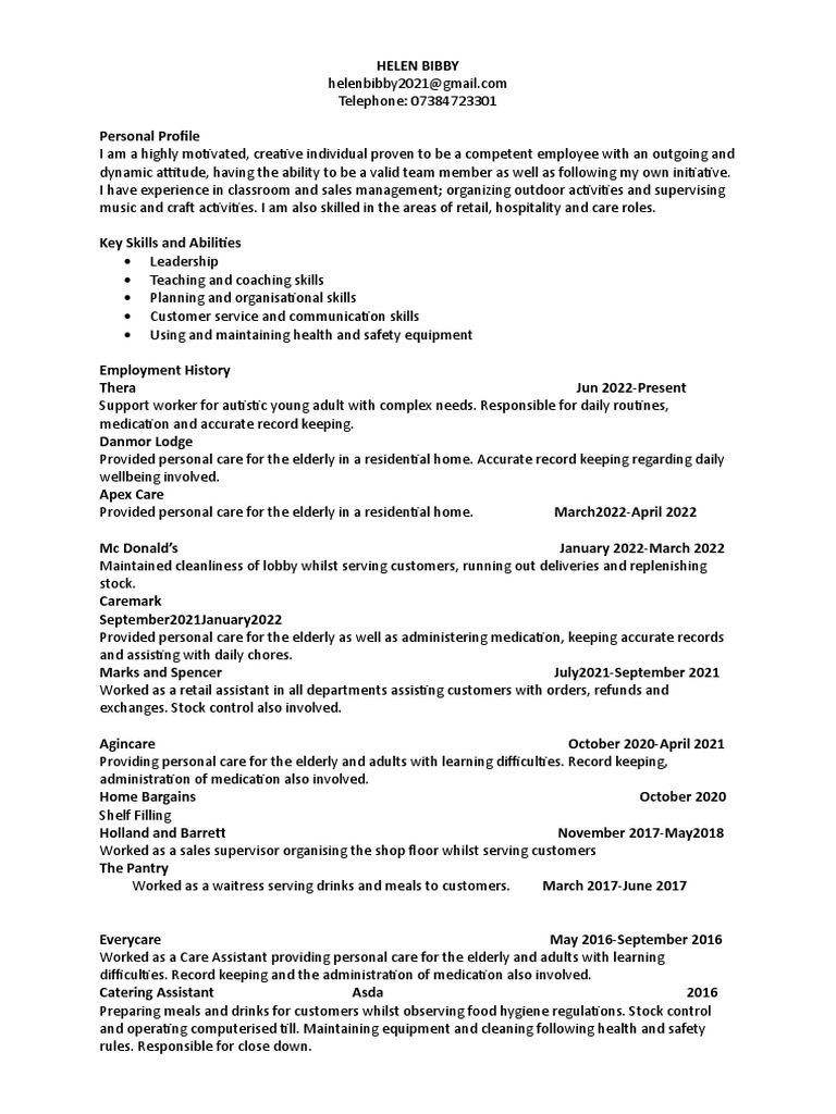 Helen Bibby CV March22 | PDF