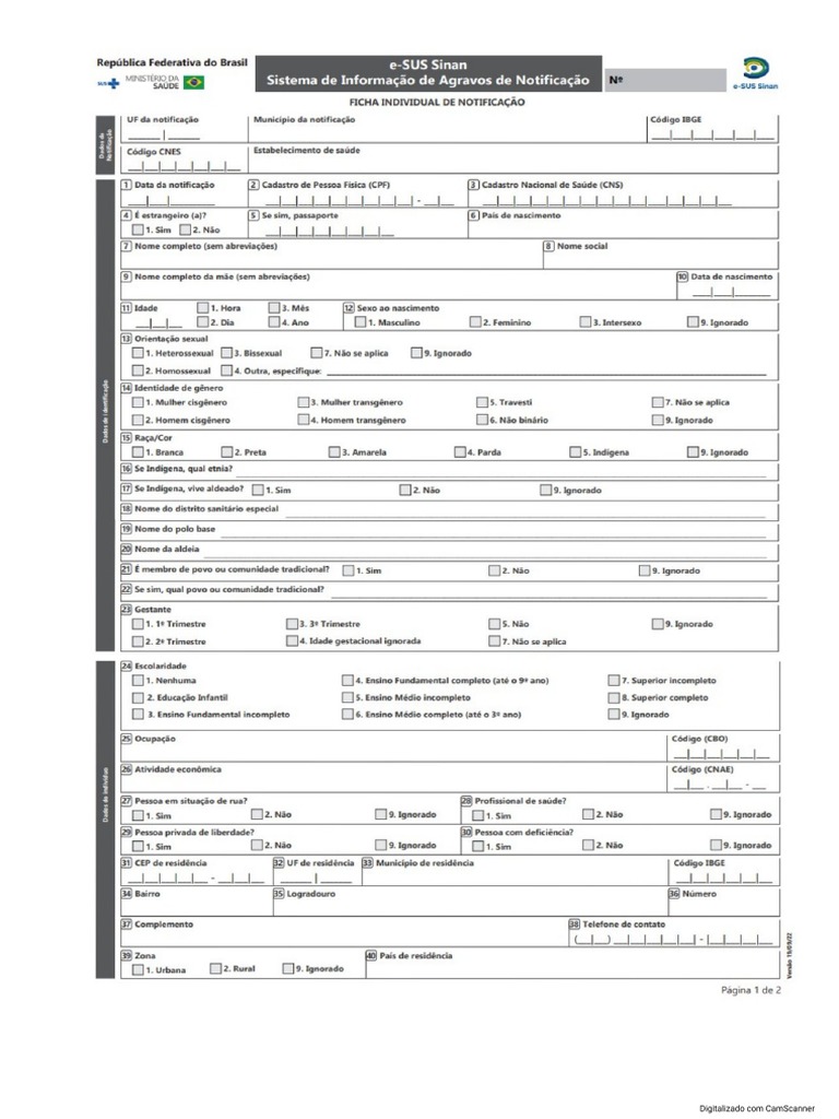 Ficha e Sus Sinan Monkeypox Completa | PDF