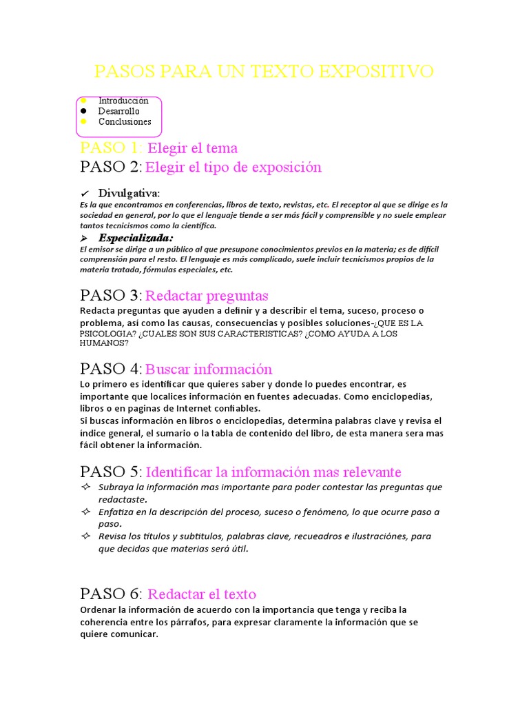 Pasos para Un Texto Expositivo | PDF | Información | Comunicación