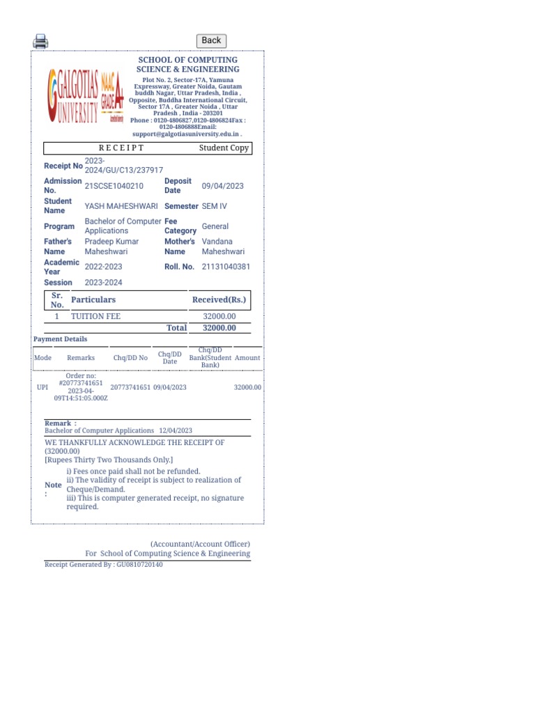 Student Copy Receipt | PDF | Money | Service Industries
