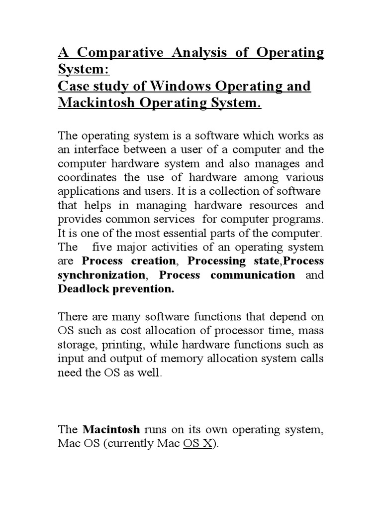 A Comparative Analysis of Operating System: C Ase Study of Windows ...