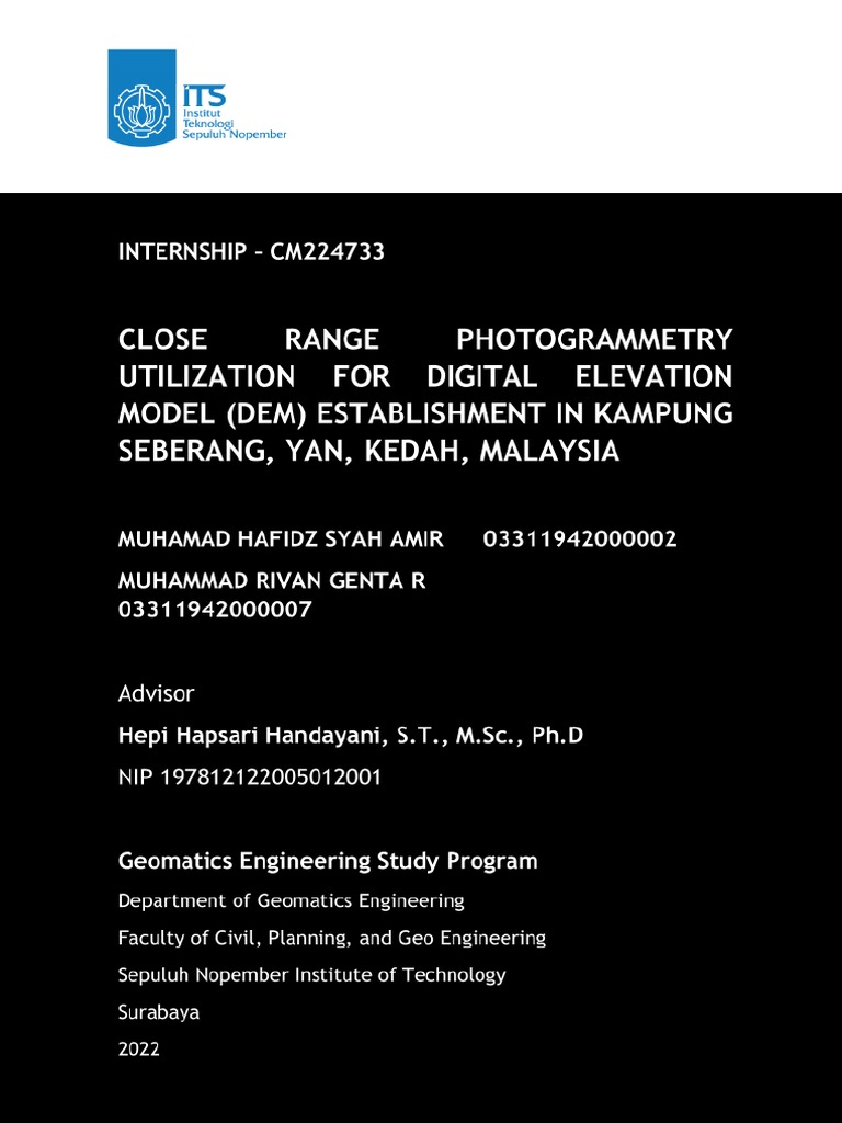 Close Range Photogrammetry Utilization For Digital Elevation Model (Dem) Establishment in ...