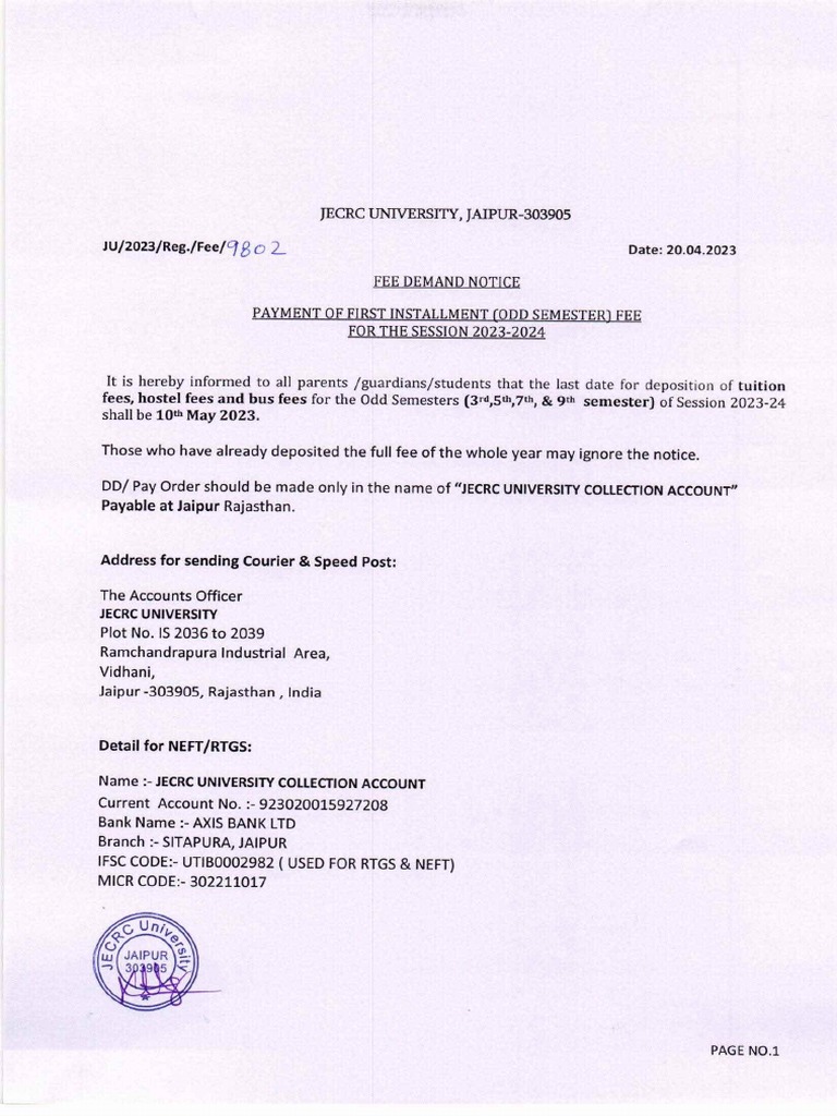 Fee Demand Notice 20-04-2023 | PDF