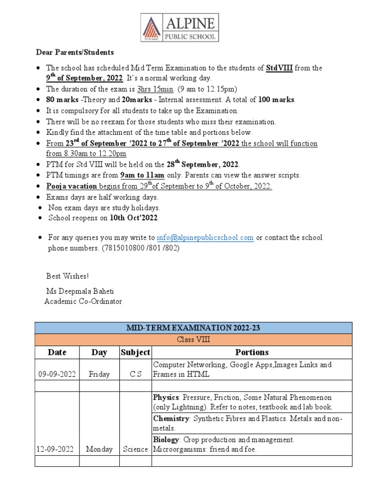 Grade VIII Midterm Portions and TT | PDF | Linguistics | Syntax