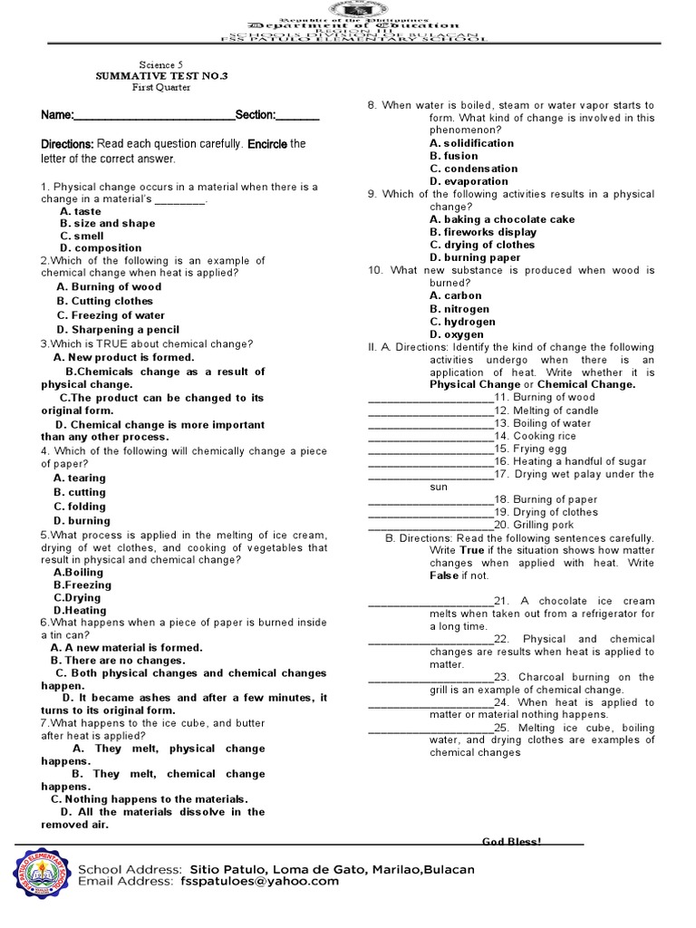 Name: - Section: - Directions: Read Each Question Carefully. Encircle ...