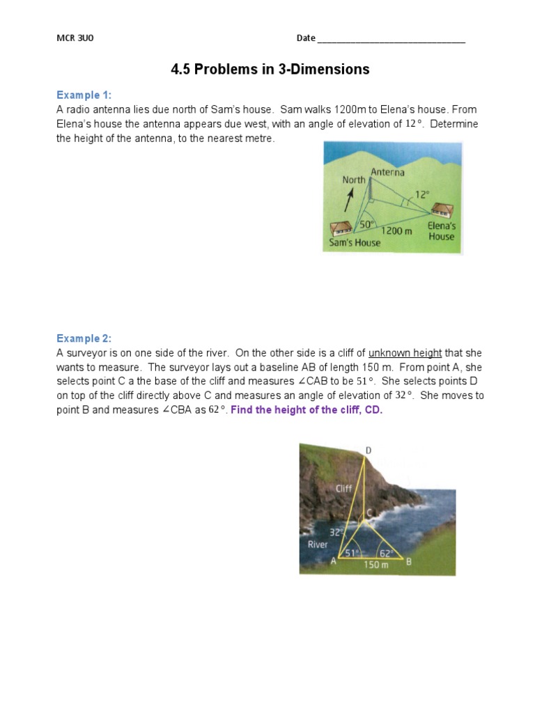 4.5b Problems in Three Dimensions | PDF