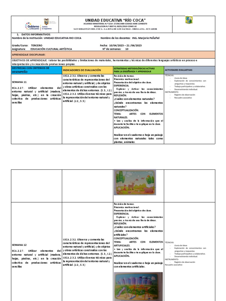 Planificación 3ro Eca 2do Q | PDF
