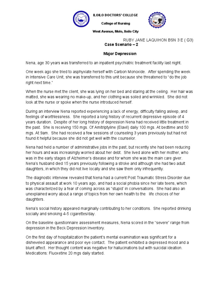 Case 2-Major Depression | Download Free PDF | Major Depressive Disorder ...