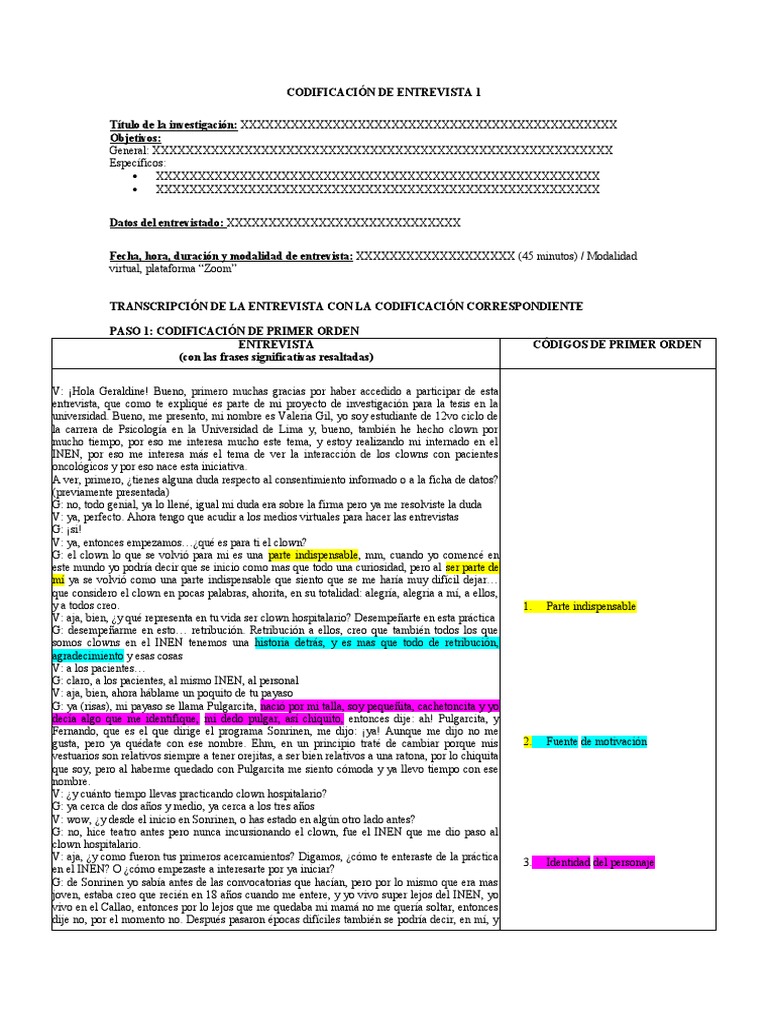 3 Modelo de Codificación de Entrevista 1 | PDF 3 Modelo de Codificación de Entrevista 1 | PDF