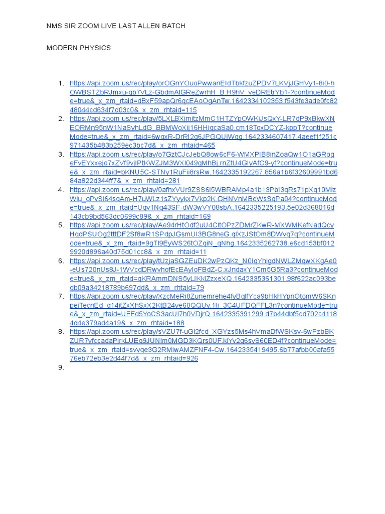 Nms Sir Zoom Live Last Allen Batch | PDF | Physics | Electromagnetism