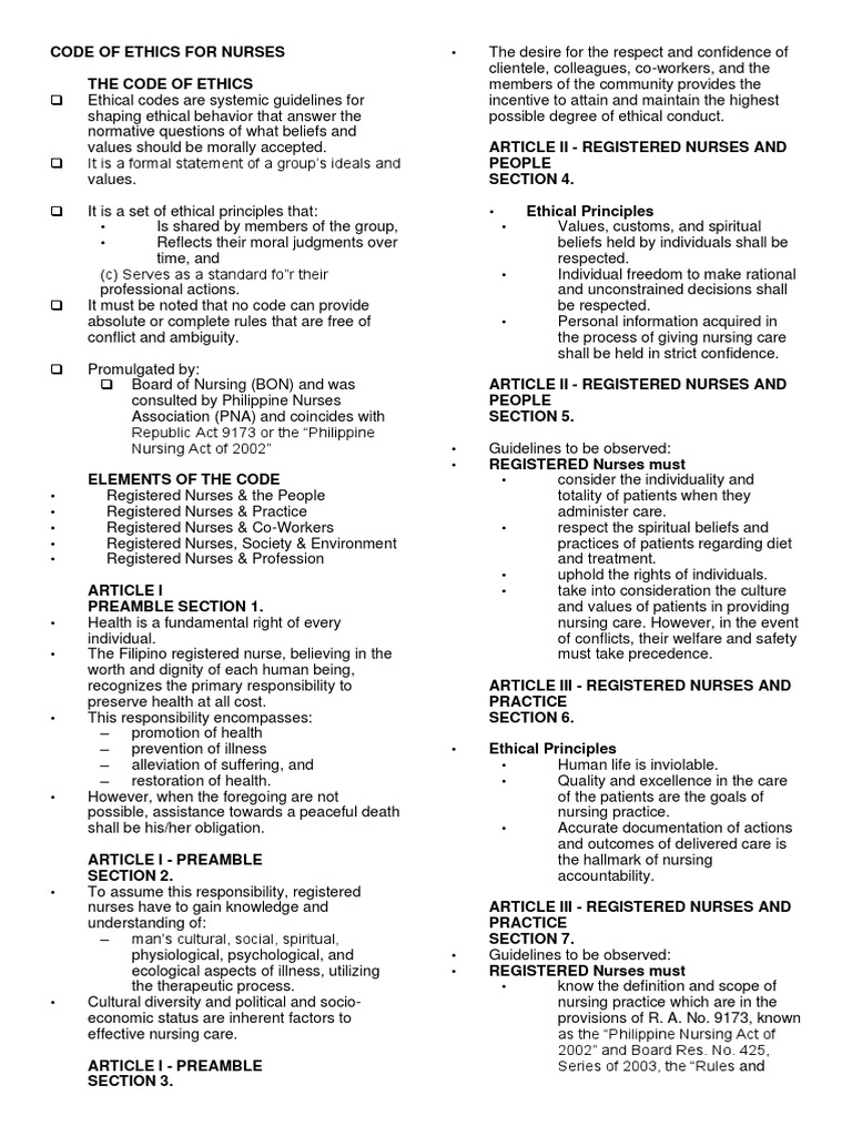 Code of Ethics For Nurses | PDF | Nursing | Morality