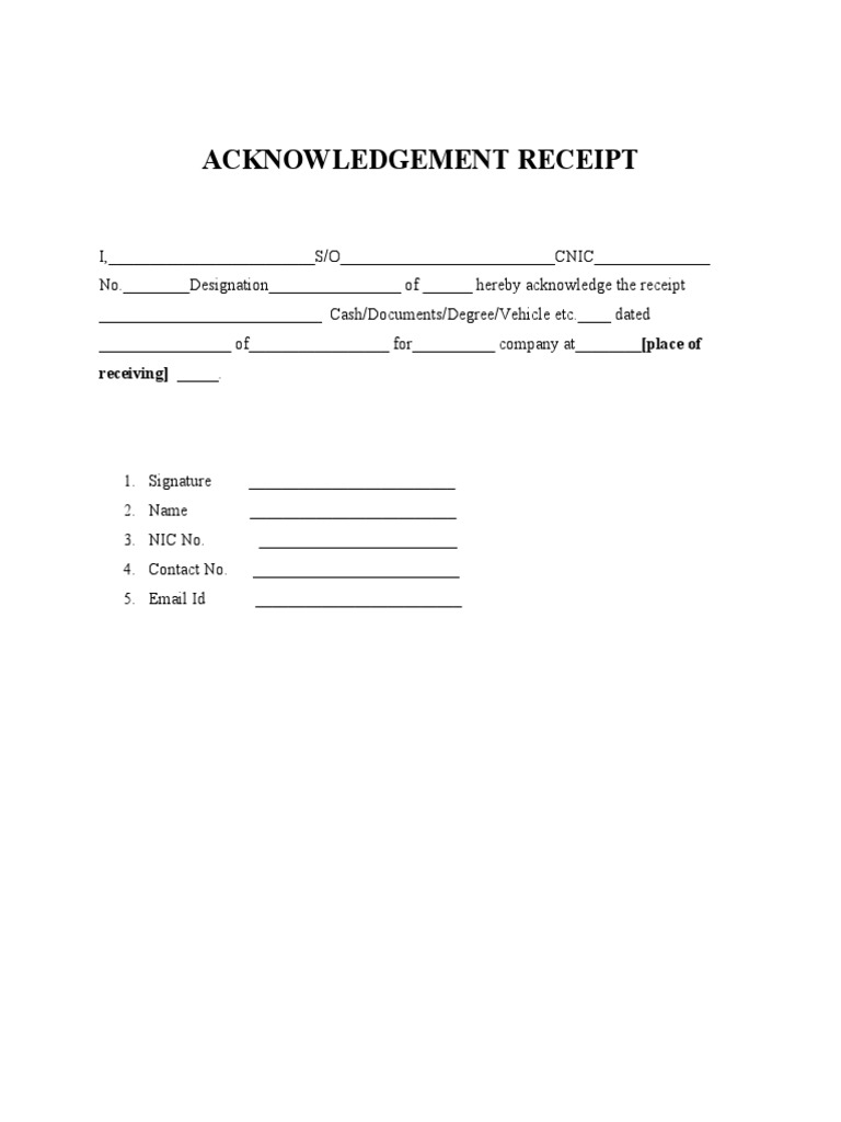 Acknowledgement Receipt: Receiving) | PDF