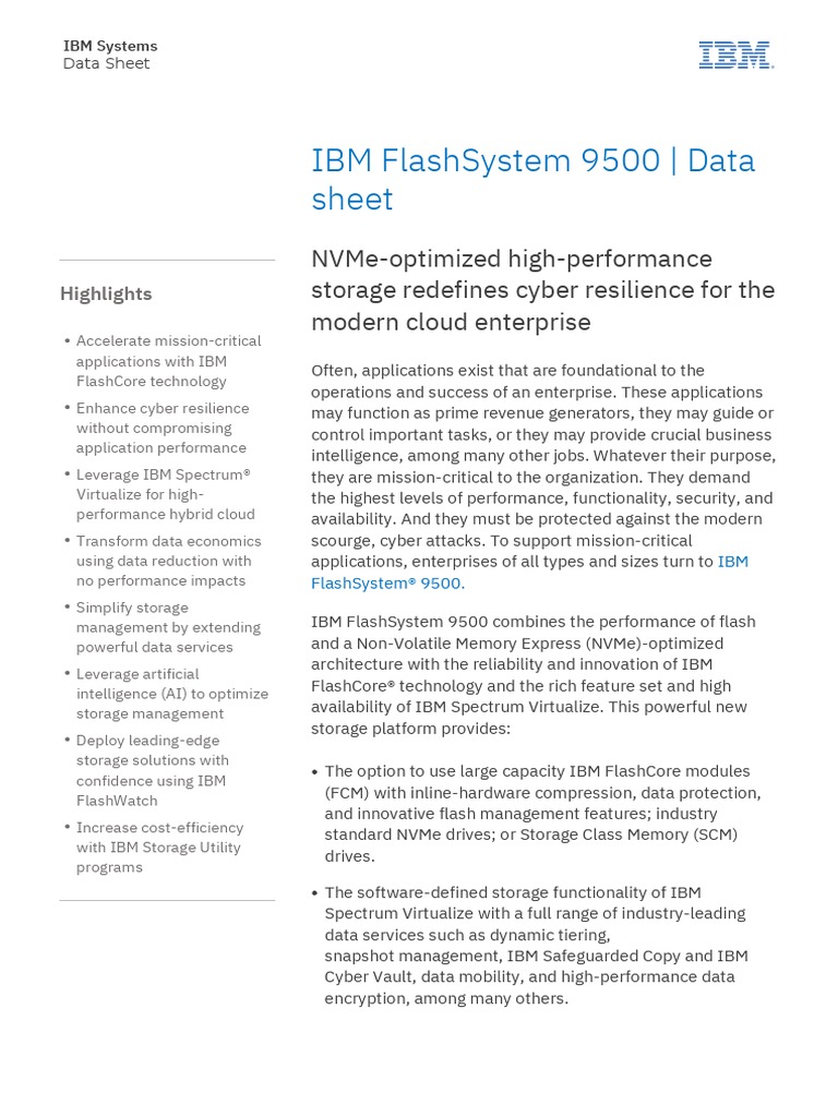 IBM FlashSystem 9500 Data Sheet | PDF