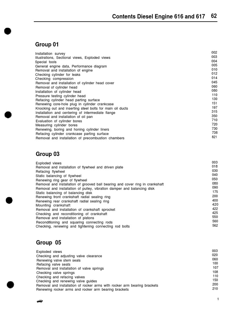 OM616 Engine Repair Manual | PDF | Cylinder (Engine) | Pump