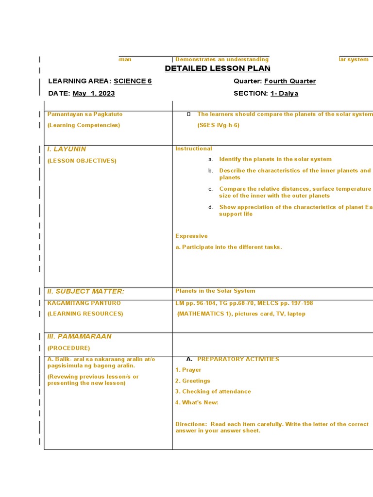 Q4 Science-Comparing Planets | PDF