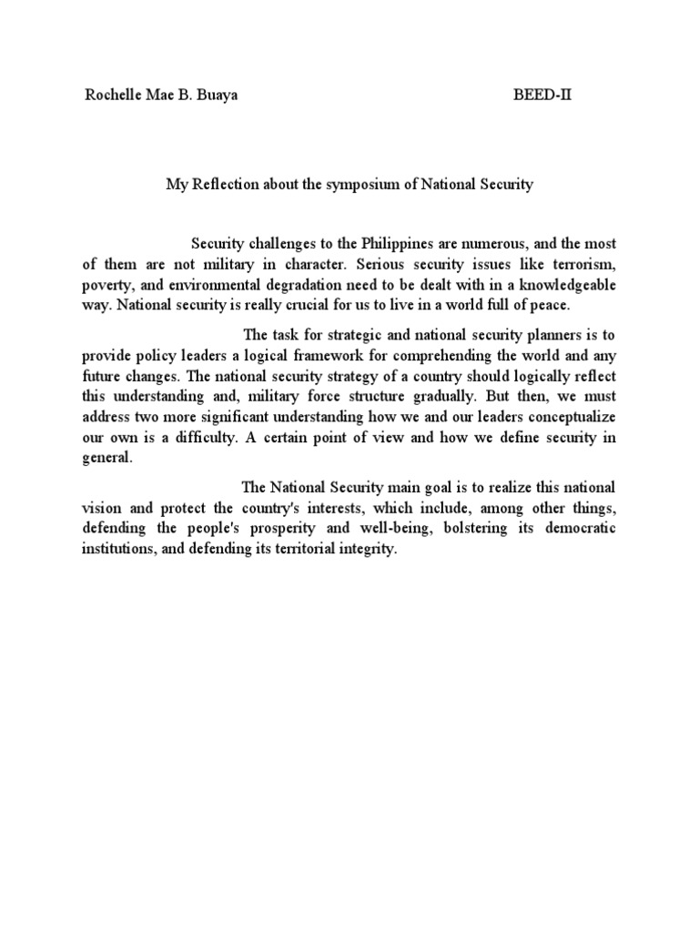 National Security Reflection | PDF