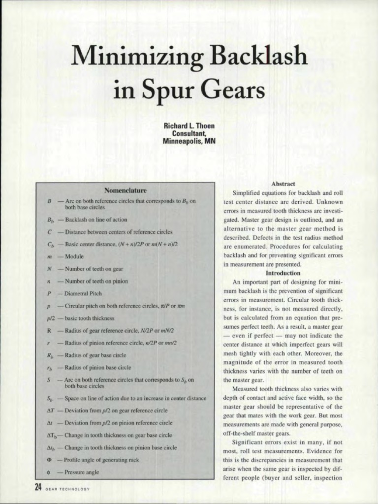 Backlash | PDF | Gear | Kinematics