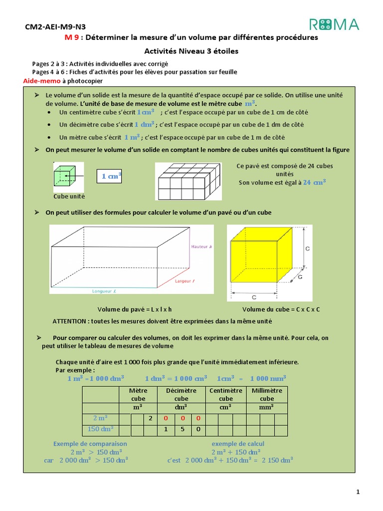Mesurer et Calculer des Volumes | PDF | Le volume | Métrologie