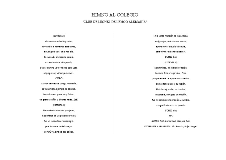 Himno Al Colegio | PDF