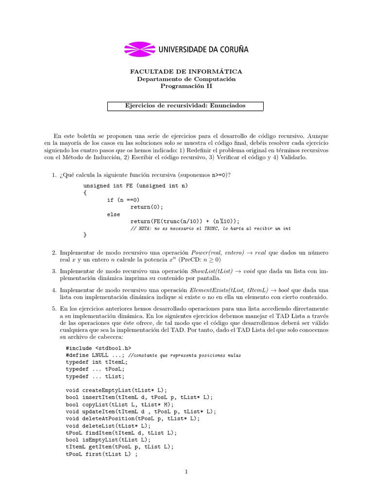 Ejercicios Recursividad | PDF | Recursividad | Matemáticas Aplicadas