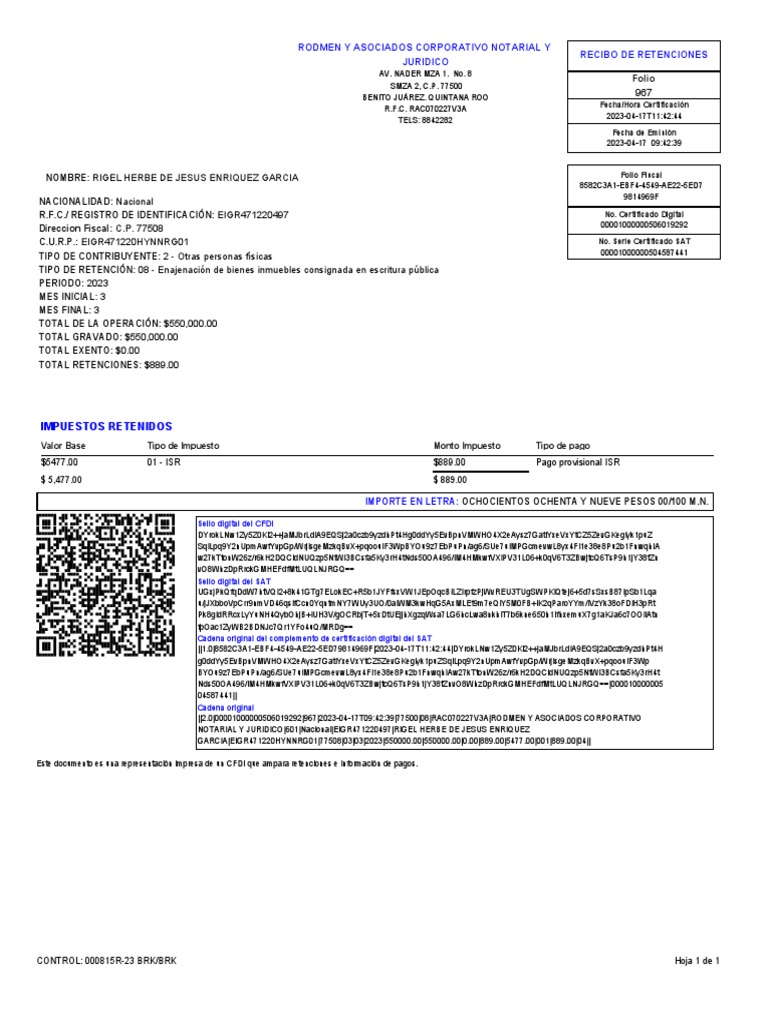 Retenciones ISR Corporativo Notarial | PDF | Derecho Civil (Common Law)