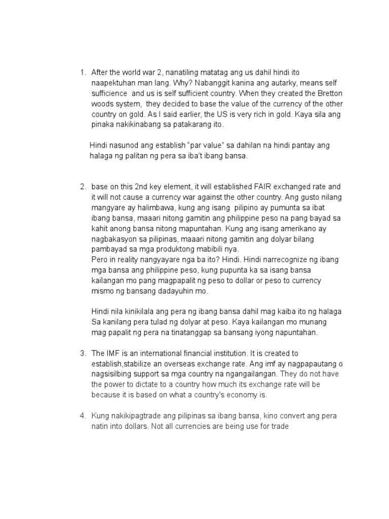 Bretton Wood System 5 Key Elements | PDF