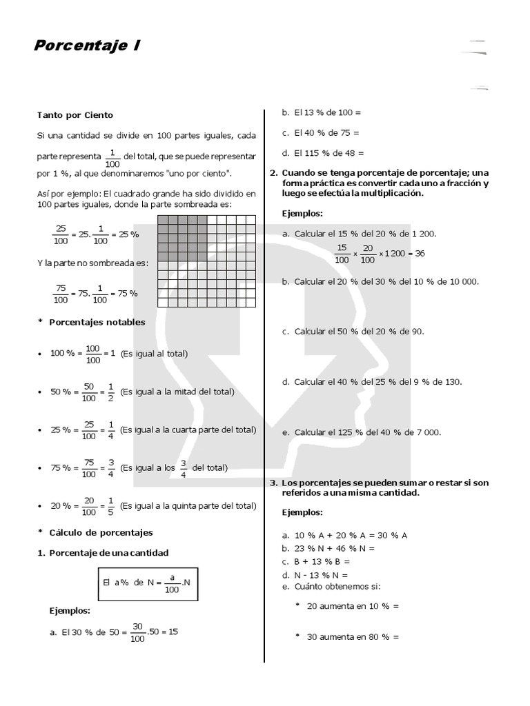 Sesión 02 - Separata 01 | PDF | Porcentaje | Matemáticas