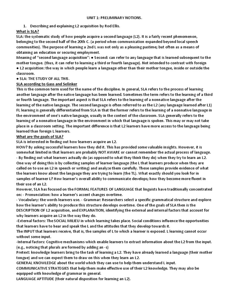 Summary Sla | PDF | Second Language Acquisition | Second Language