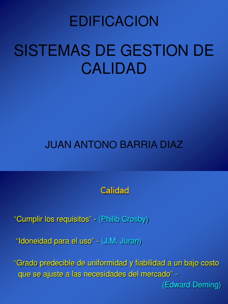 Gestion de Calidad 2021 Clase 1 Edificacion | PDF | Calidad (comercial) | Gestión de la calidad