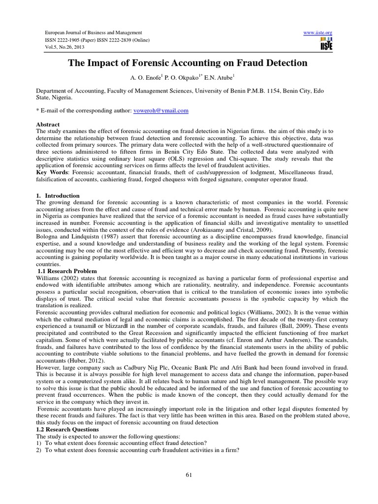 The Impact of Forensic Accounting On Fra | PDF