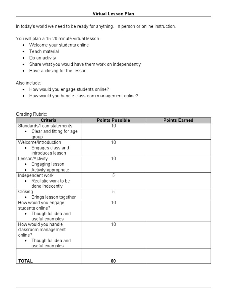 Utf-8virtual 20lesson 20plan 20template | Pdf | Classroom Management 