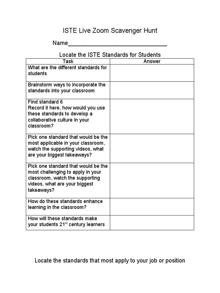 ISTE Zoom Scavenger Hunt Guide | PDF | Career & Growth