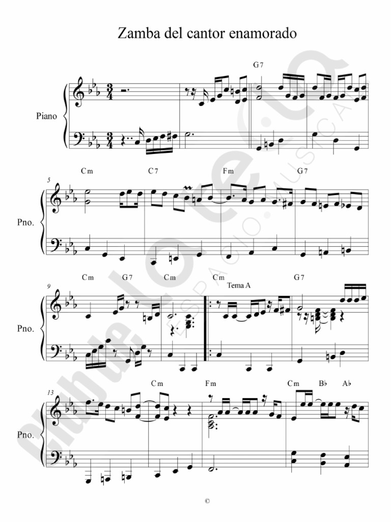 Zamba Cantor Enamorado Tradicional Partitura | PDF