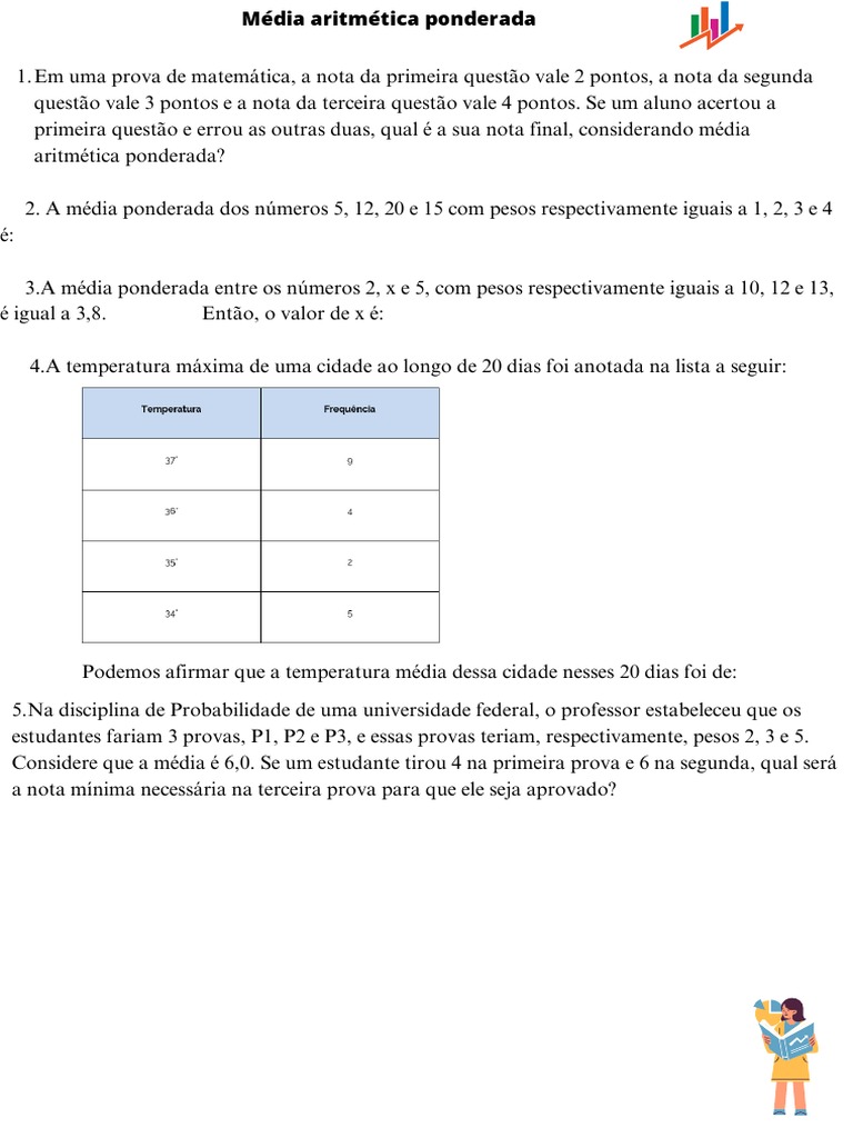 Média aritmética pondera | PDF | Média | Média aritmética ponderada