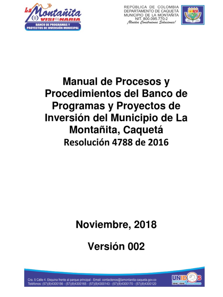 Manual de Procesos y Procedimientos Banco de Proyectos 1 | PDF ...